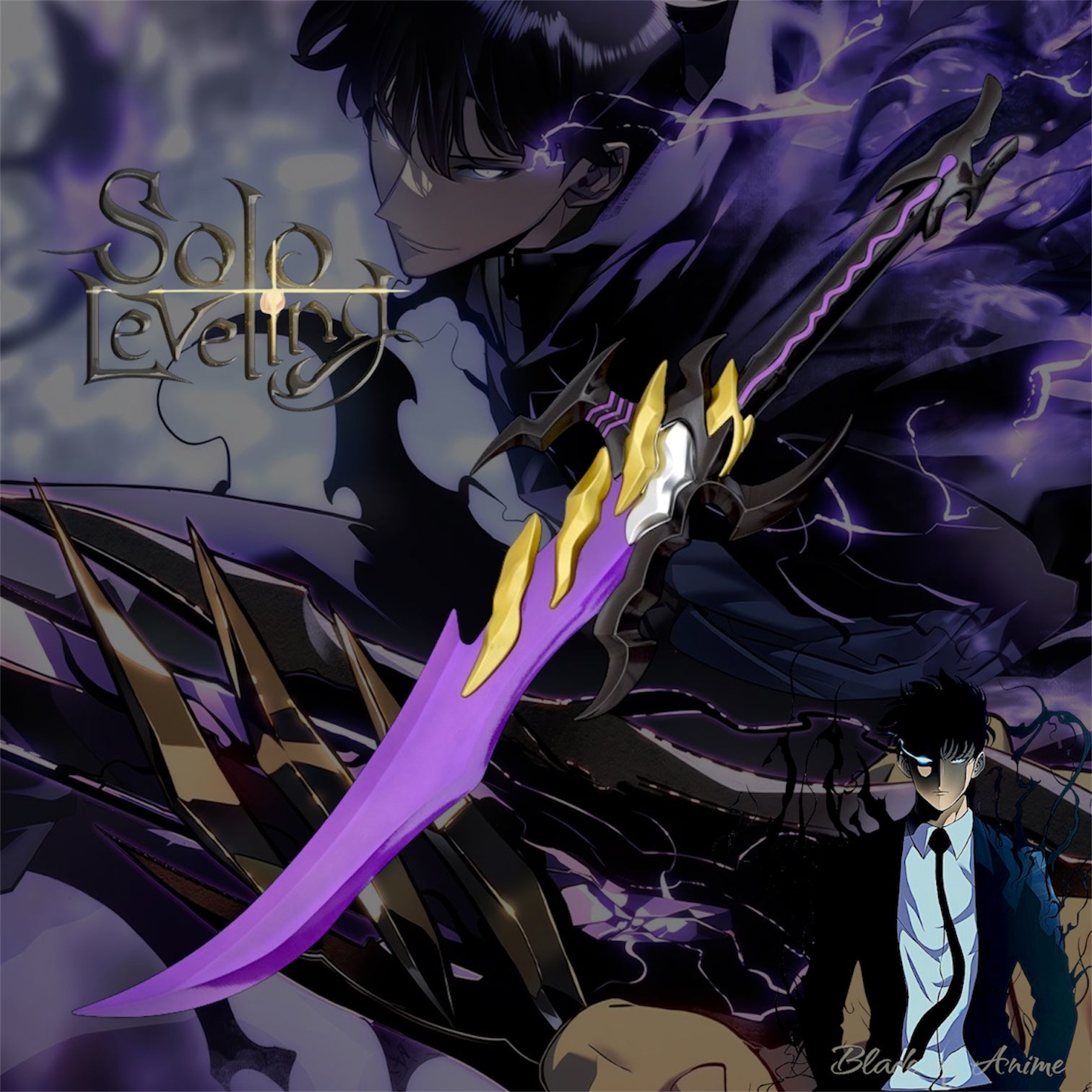 Sung Jin-woo Antares' Fang Edelstahl-Dolch mit Ständer – Blade of Anime